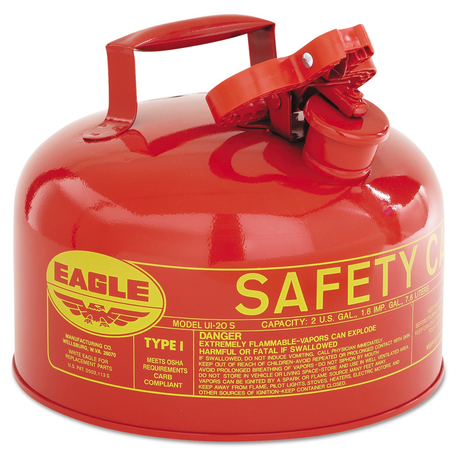 UNITIS | Eagle 2 Gallon Fuel Can / Gas Can with Funnel - Type 1 Red
